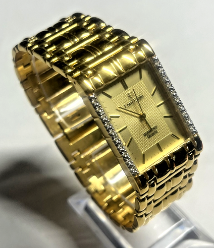 LORD ELGIN Quartz Gold/Diamond Tone 32mm Rectangular integrated band ...