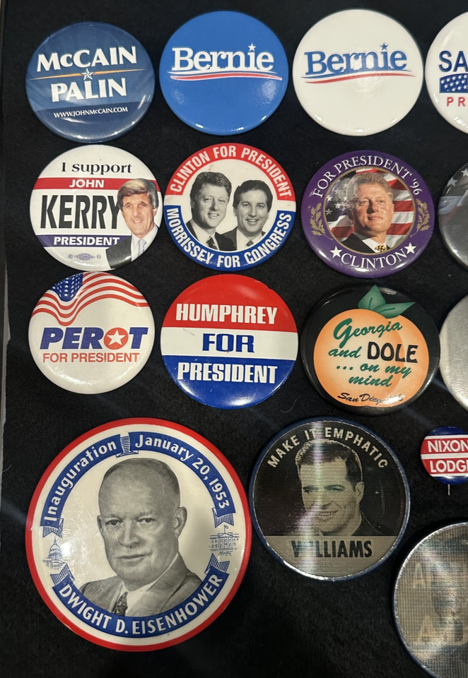 Lot of 34 Political Campaign Buttons Eisenhower Sanders Reagan Clinton ...