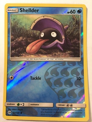 POKEMON SHELLDER 33/149 SUN & MOON BASE SET COMMON REVERSE HOLO NEAR ...