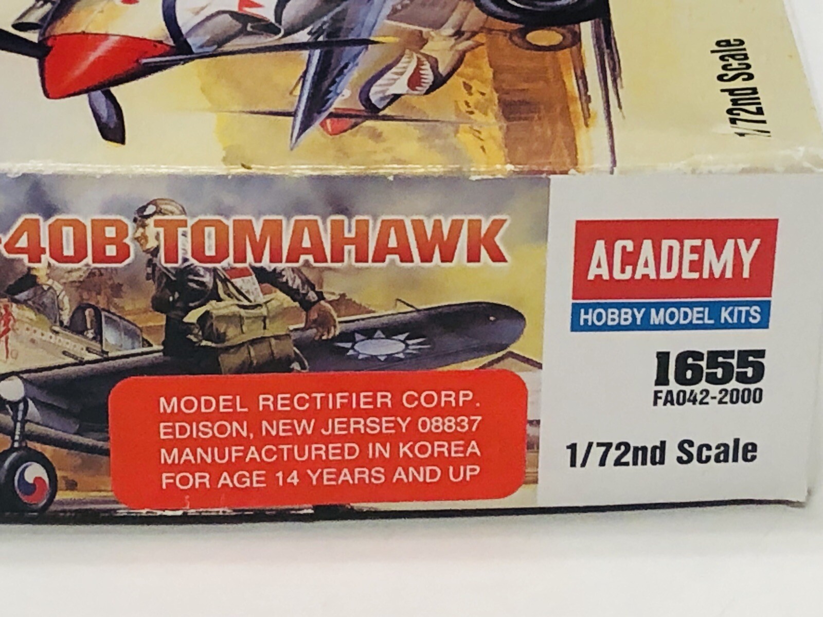 Vintage 1987 Academy Hobby Model Kit #1655 P-40B Tomahawk Airplane 1/72 ...