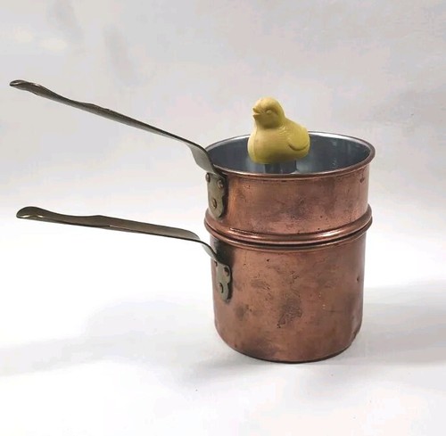 1930 Revere Rome Metal Ware Double Boiler Whistling Chick Copper Pot ...