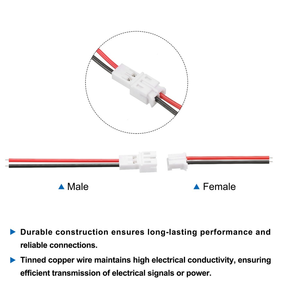 10 Set PH 2.0 Male and Female Connector 2 Pins Connectors with 15cm ...