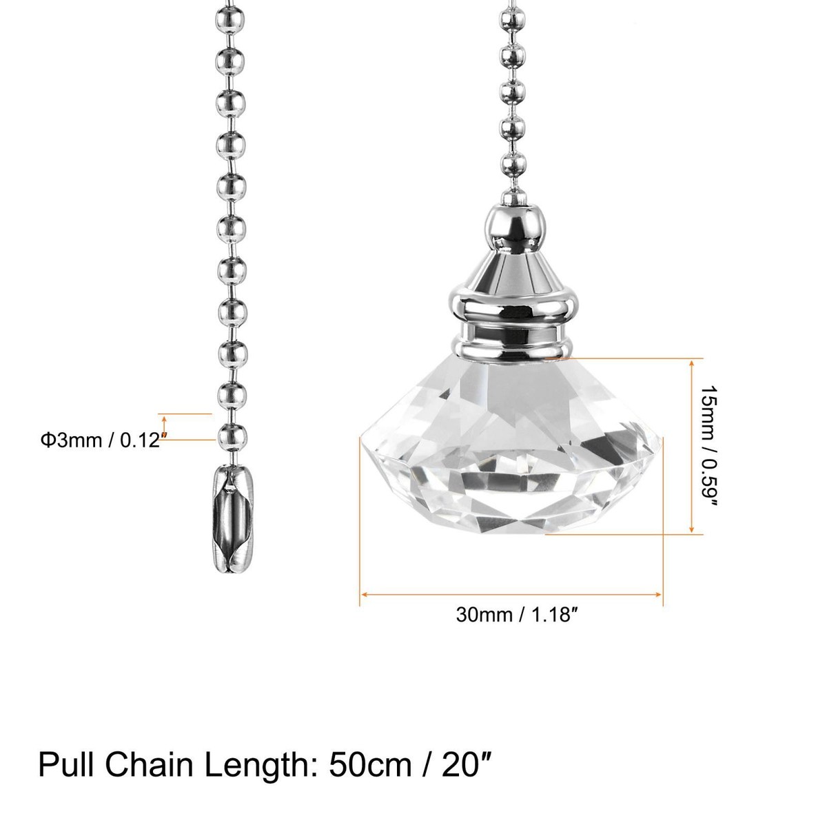 Fan Pulls Uxcell Clear Frosted Glass Pendant 12 Inch Brushed Nickel ...