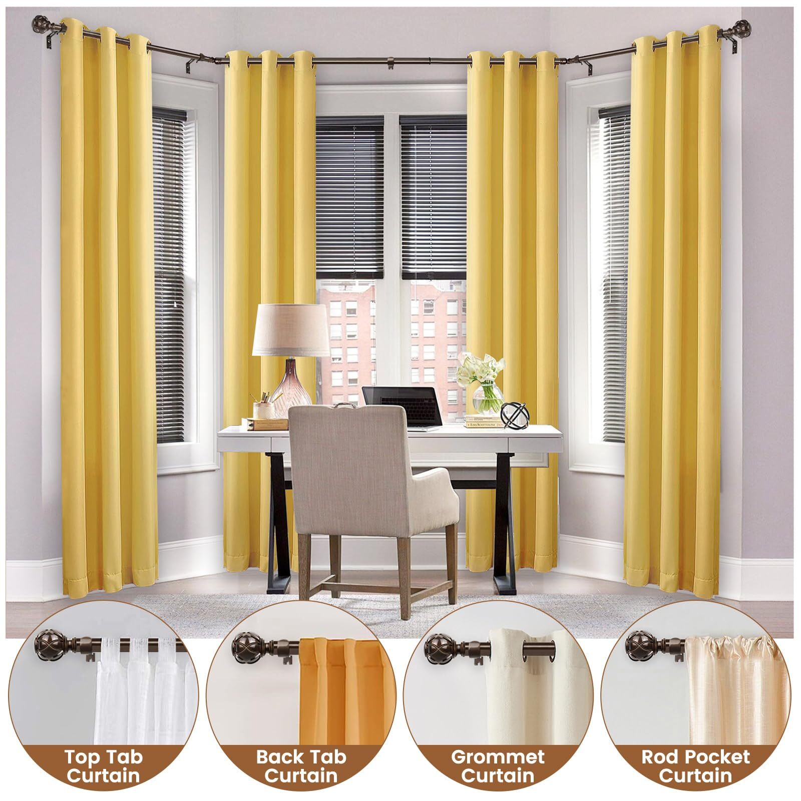 1 Inch Bay Window Curtain Rods Telescoping Curtain Rods For Bay Windows ...