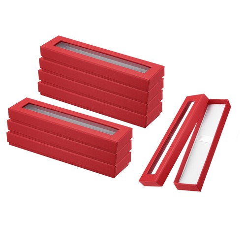 Pen Gift Box 8pcs Empty Pen Case Cardboard Case with Clear Window, Red ...