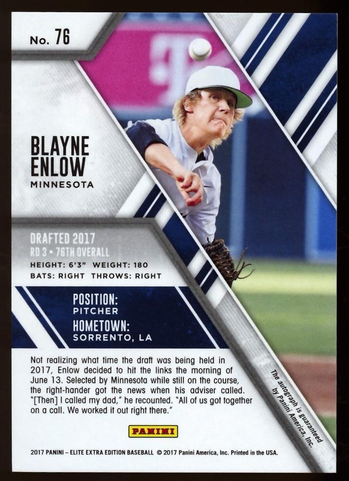 2017 ELITE EXTRA EDITION BLAYNE ENLOW #76 RC ROOKIE AUTOGRAPH TWINS | eBay