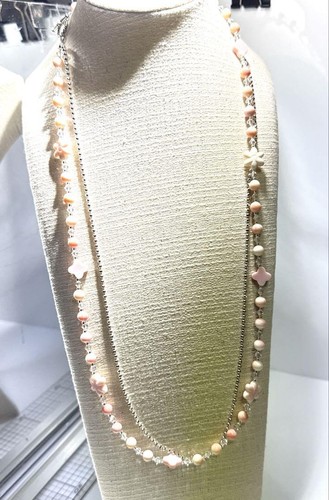 Queen Conch Shell Swarovski Necklace 54cm Rhodium Chain Used | eBay