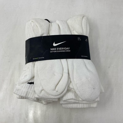 Nike Men’s Everyday Cushioned Crew Socks 6-Pack White XL (12-15) SX7666 ...