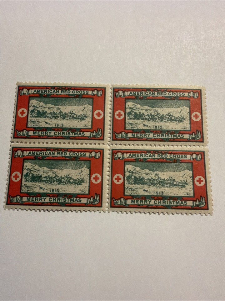 1913 USA Red Cross Christmas Seal Block Stamp-Type 3 | eBay