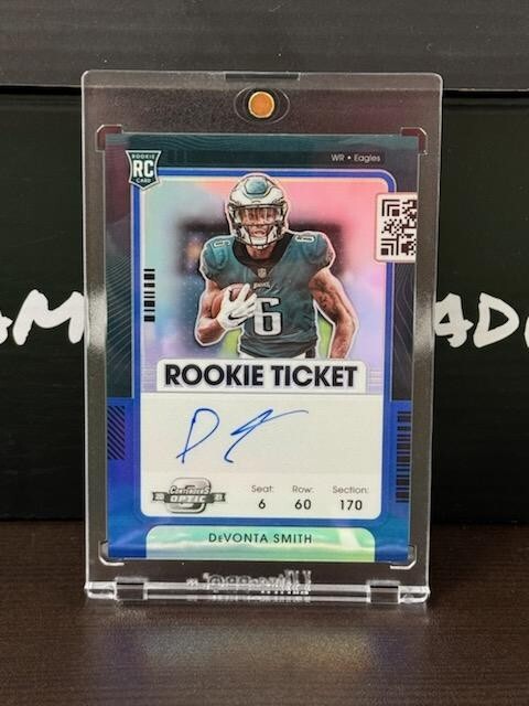 2021 Panini Contenders Optic DeVonta Smith Blue Rookie Ticket On Card ...