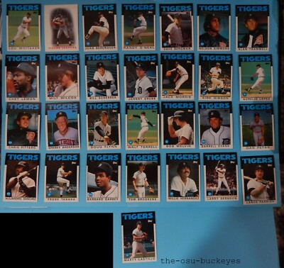1986 Topps Detroit Tigers Team Set 29 Cards Sparky Whitaker Morris ...