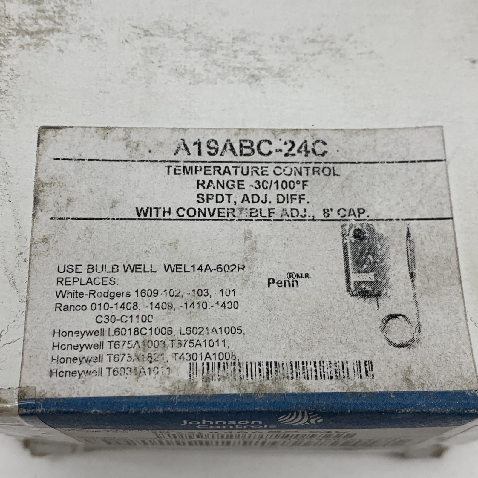 Johnson Controls A19ABC-24C Line Volt Mechanical Thermostat for sale ...