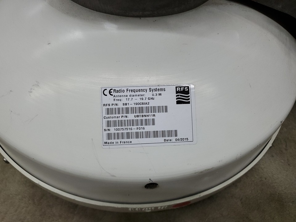 17.7 - 19.7 Ghz RFS DISH MICROWAVE ANTENNA WITH MOUNTING SB1-190CSIA2 ...