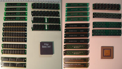 Lotto stock moduli memoria RAM SIMM 30 Pin e DIMM 72 Pin + CPU Intel ...