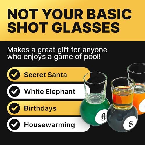 Billiards Pool Ball Shot Glasses, Set of 9 - Fairly Odd Novelties - Fun ...