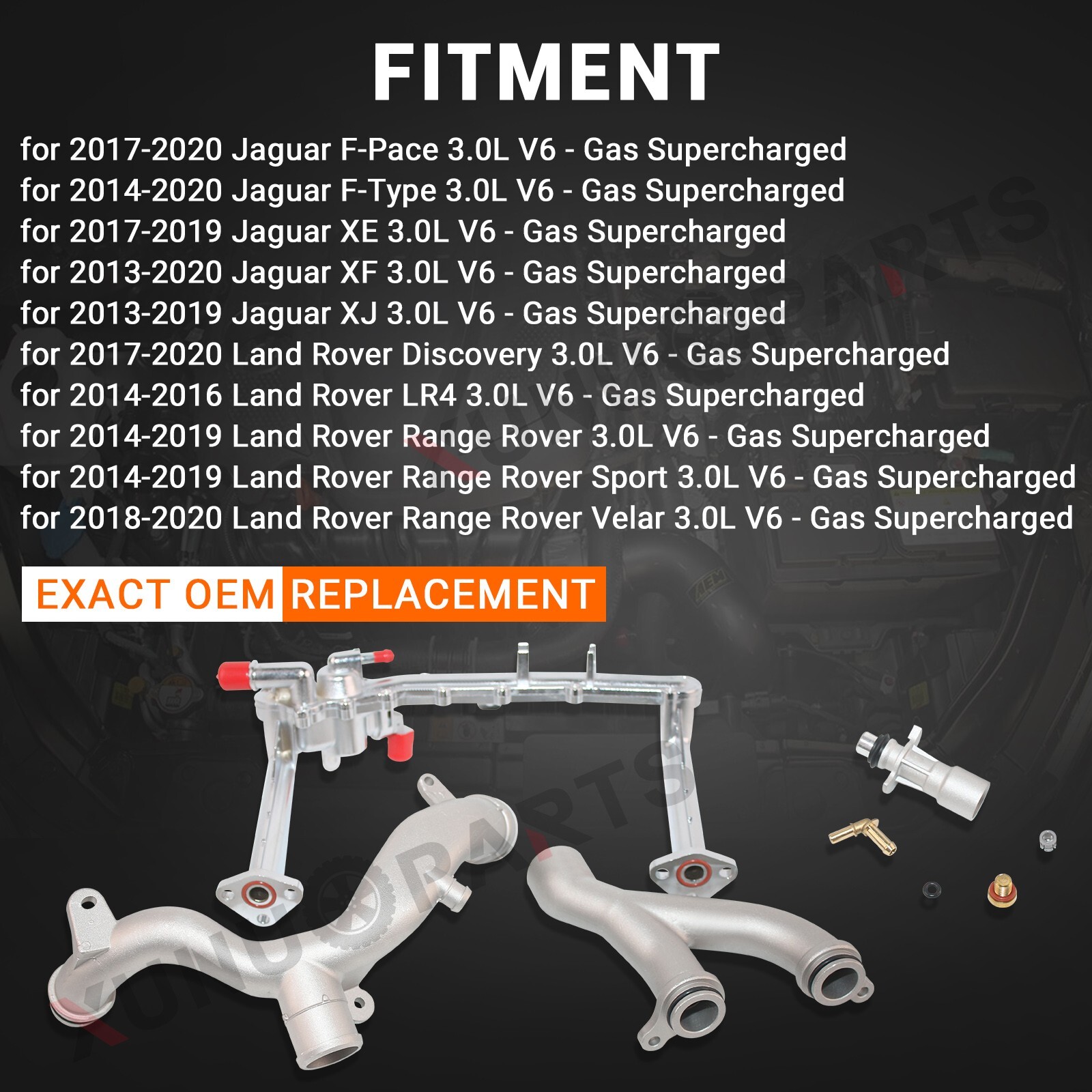 Upgraded Aluminum Coolant Water Pipe Kit for 14-19 Land Rover Range ...