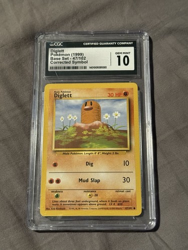 1999 Pokemon Diglett Base Set Corrected Symbol 47/102 CGC 10 Gem Mint ...