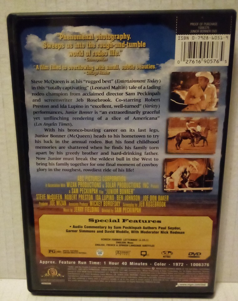Junior Bonner DVD 1972 Sam Peckinpah * Steve McQueen, Robert Preston ...