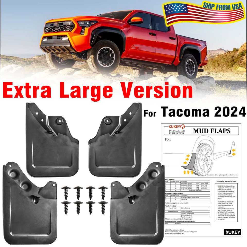 Extra Large 4x Mud Flaps For 2024 2025 Toyota Tacoma Splash Guards ...