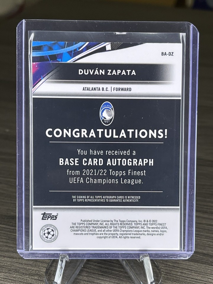 2021-22 Topps Finest UCL Duvan Zapata Auto Autograph #BA-DZ Atalanta B ...