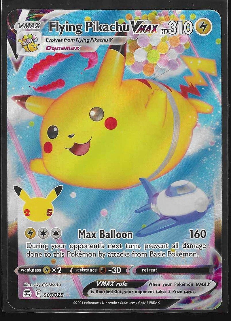 Pokemon Card Flying Pikachu VMAX 007/025 Ultra Rare Celebrations Near ...