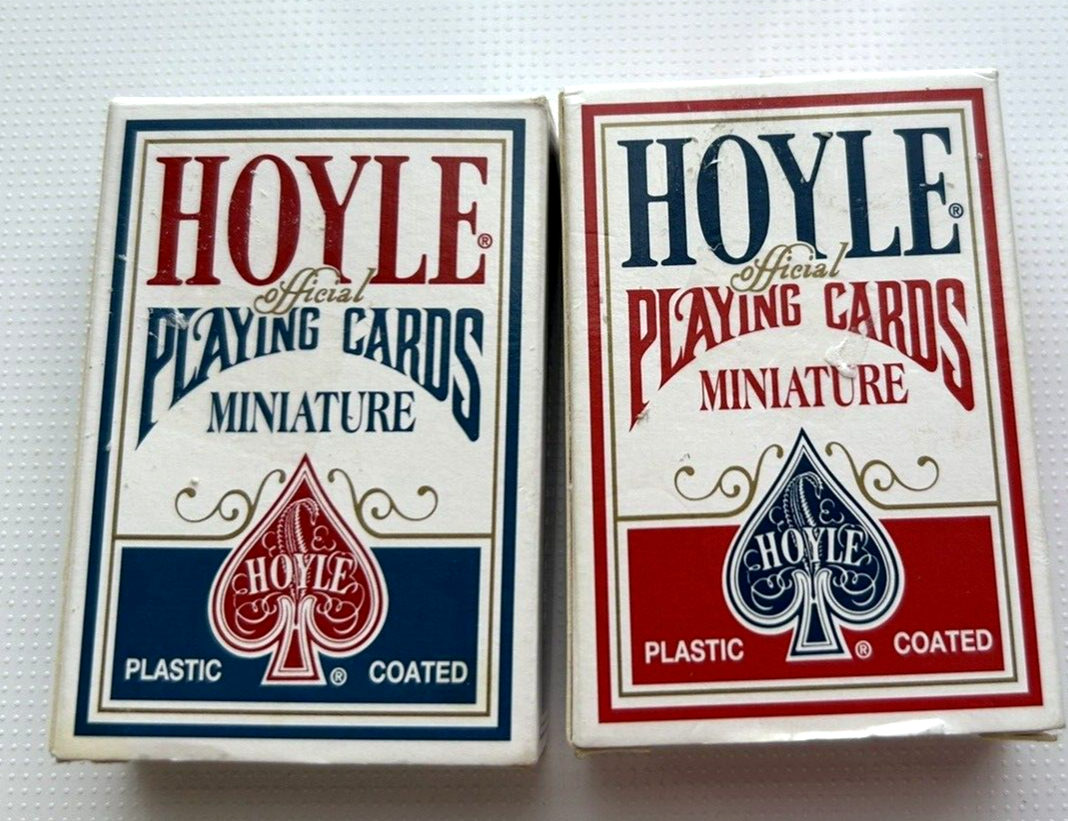 HOYLE MINIATURE PLAYING CARDS Plastic Coated 2901 New Open Box Complete ...
