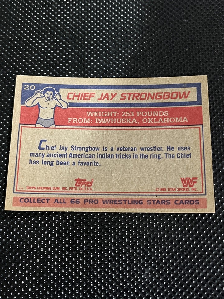 1985 TOPPS WWF WRESTLING CARD CHIEF JAY STRONGBOW #20 | eBay