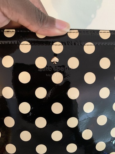 NEW KATE SPATE BLACK & IVORY PATENT POLKA DOT CROSSBODY BAG | eBay