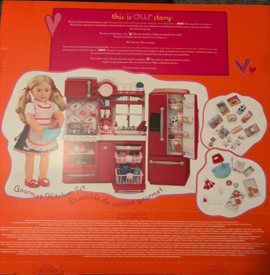 Our Generation Gourmet Kitchen Set Red Furniture Playset for 18" Dolls ...