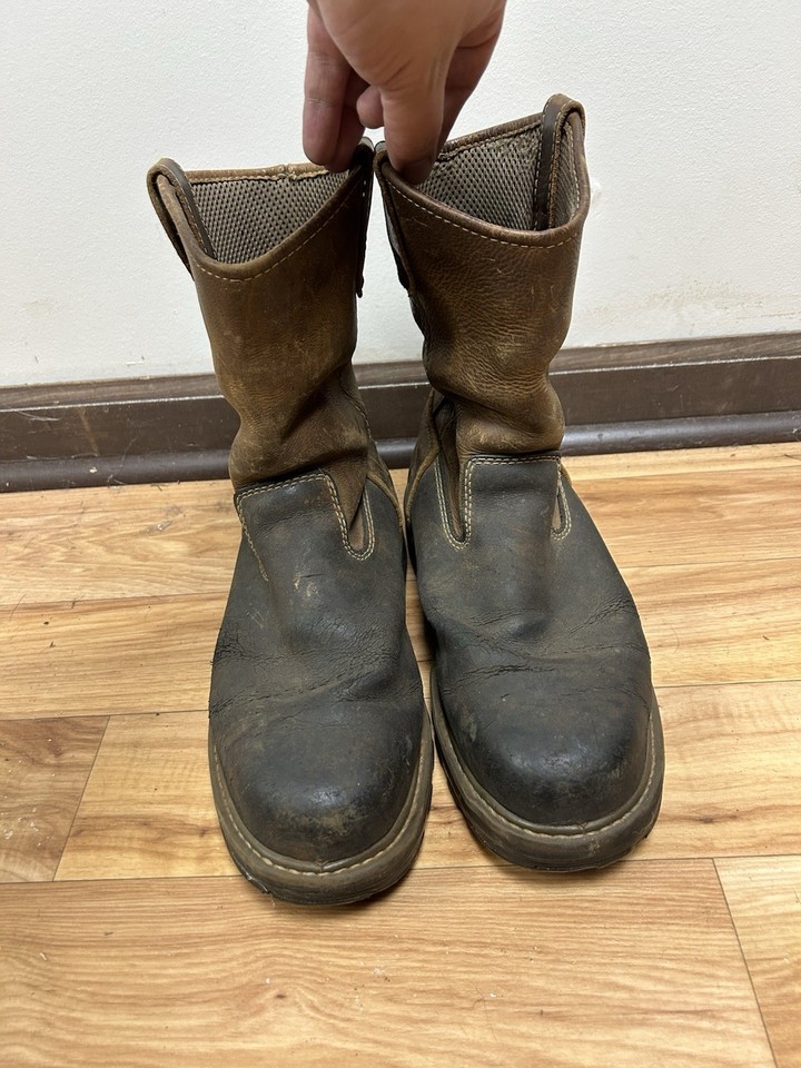 Wolverine Wellington W04727 Men’s Leather Boots 9M Brown Work Steel Toe ...