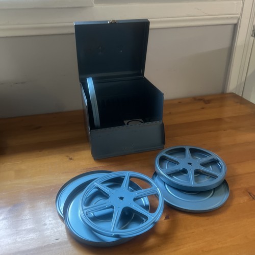 Super 8mm Metal Film Storage Case Box with 3 film Canisters & 2 reels ...