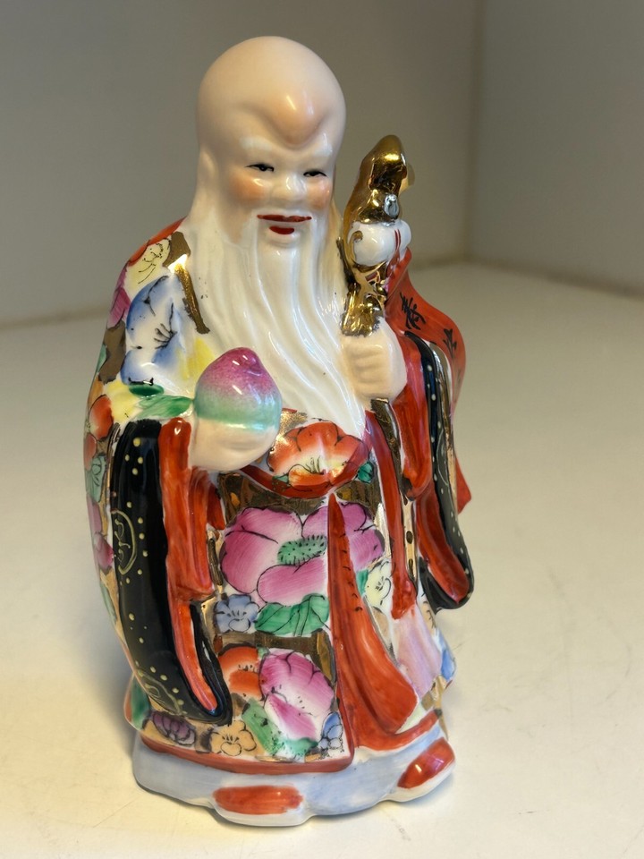 Vintage Chinese Porcelain Figurine Of Shou Xing God Of Longevity H 16cm ...