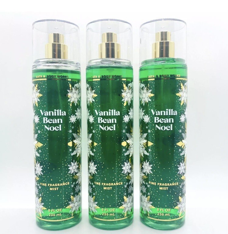 3-PCS BATH & BODY WORKS VANILLA BEAN NOEL FINE FRAGRANCE MIST SPRAY 8 ...