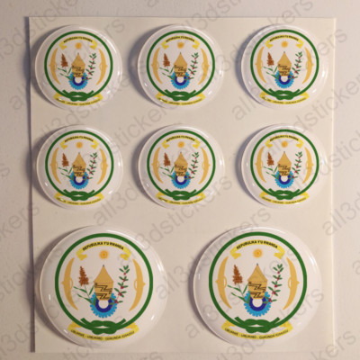 Stickers Rwanda Coat of Arms Gel Domed Resin 3D Rwanda Vinyl Sticker ...