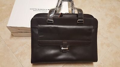 CUTTER & BUCK LEATHER CORPO BRIEFCASE LAPTOP BAG TOTE HANDBAG PURSE | eBay