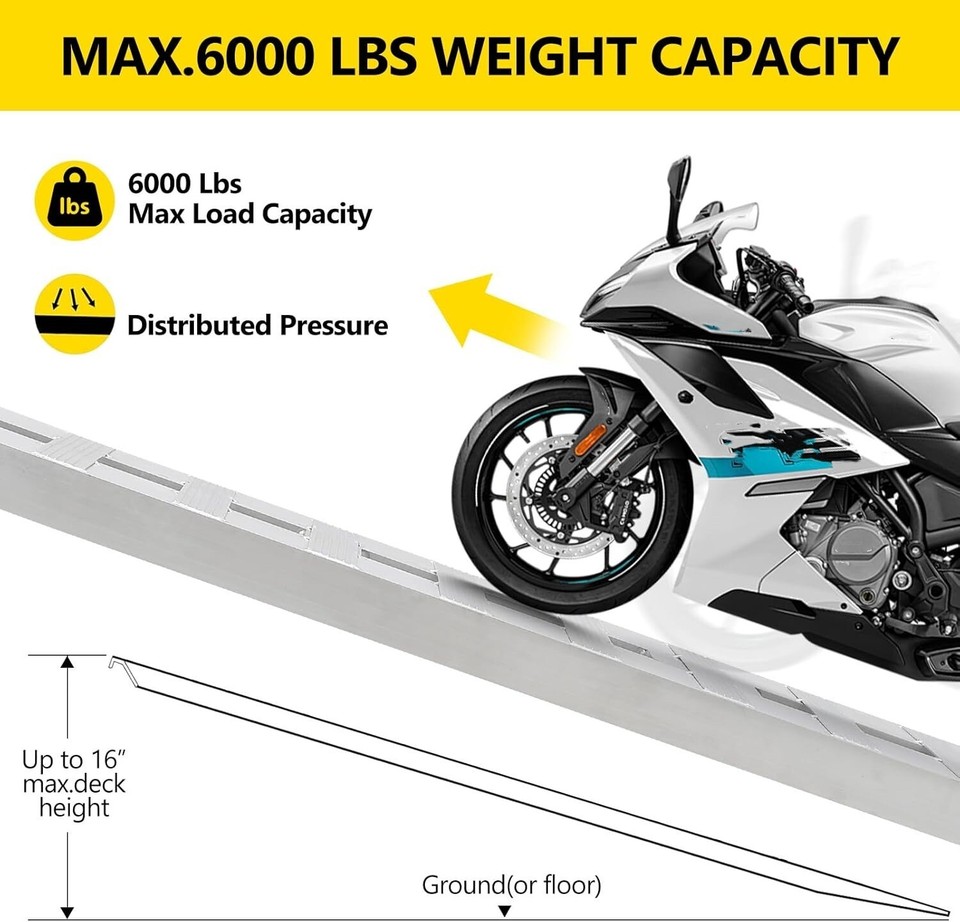 Aluminum Ramps 6000Lbs for Pickup Trucks Bed Trailers Ramp for UTV Dirt ...