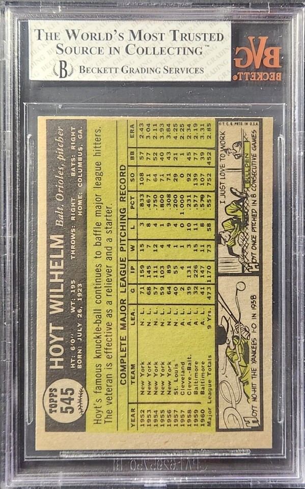 1961 Topps #545 Hoyt Wilhelm High Number SP BVG 5 NM | eBay