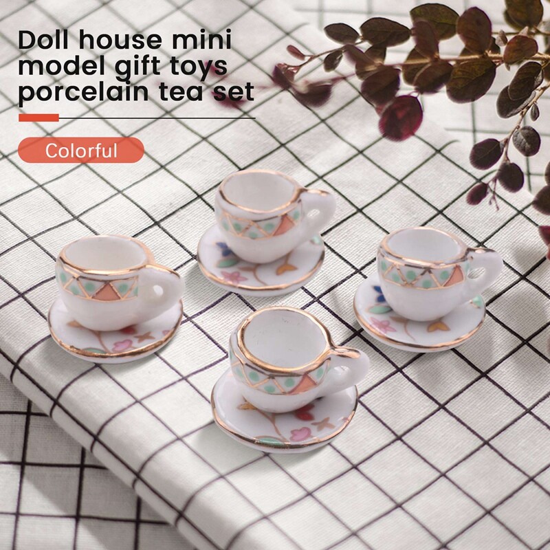 15 Piece Miniature dinnerware porcelain tea set tableware Cup plate ...