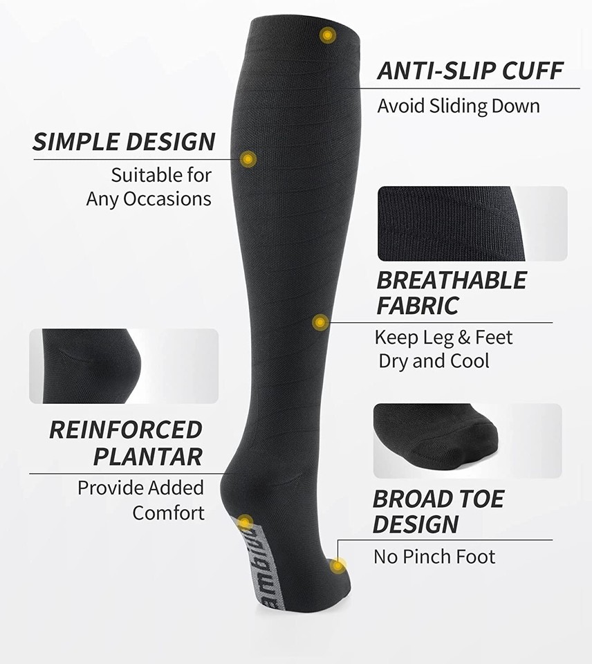 3 Pairs CAMBIVO Compression Socks for Women and Men, Graduated Flight ...