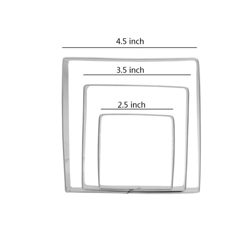 Large Square Cookie Cutter Set - 4.5”,3.5”,2.5” - 3 Piece - Stainless ...