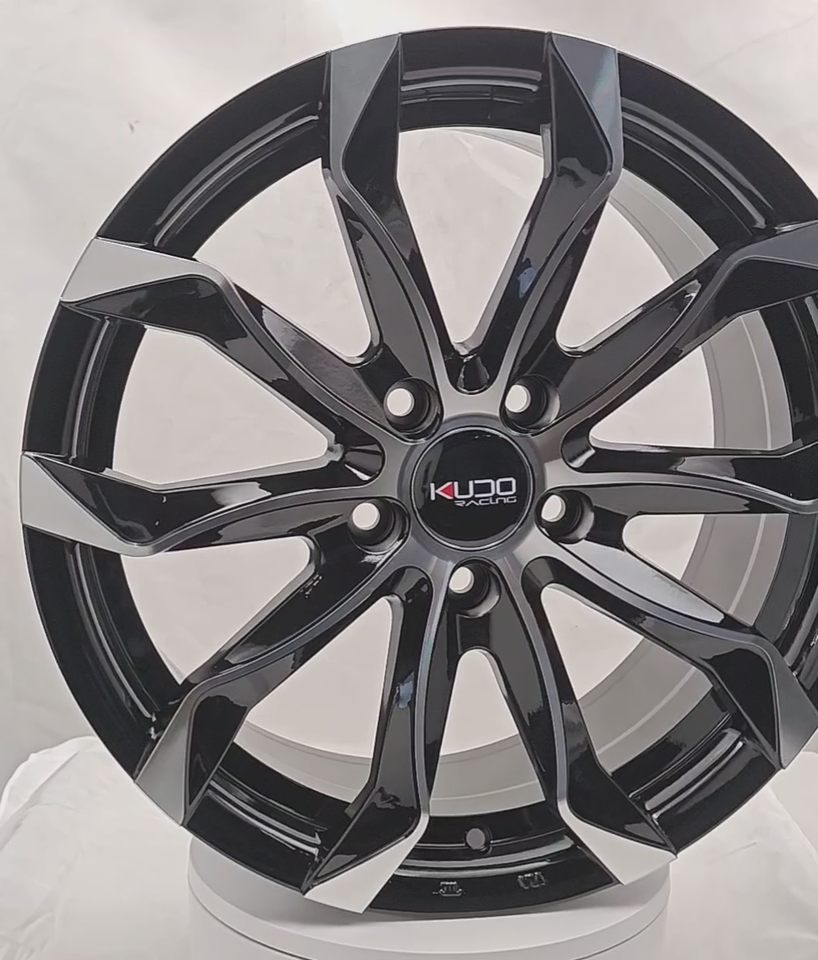 Kudo Racing Intimidate Wheels Rims 17x7.5 5x115 Black Polish Cadillac ...