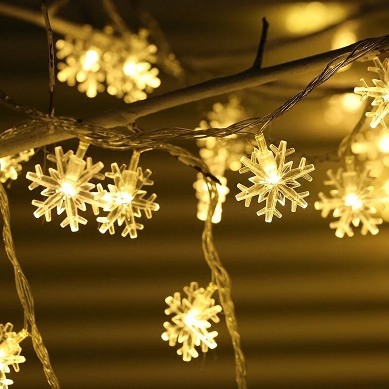 LED Snowflake String Light Outdoor for Christmas Garden Decor for ...