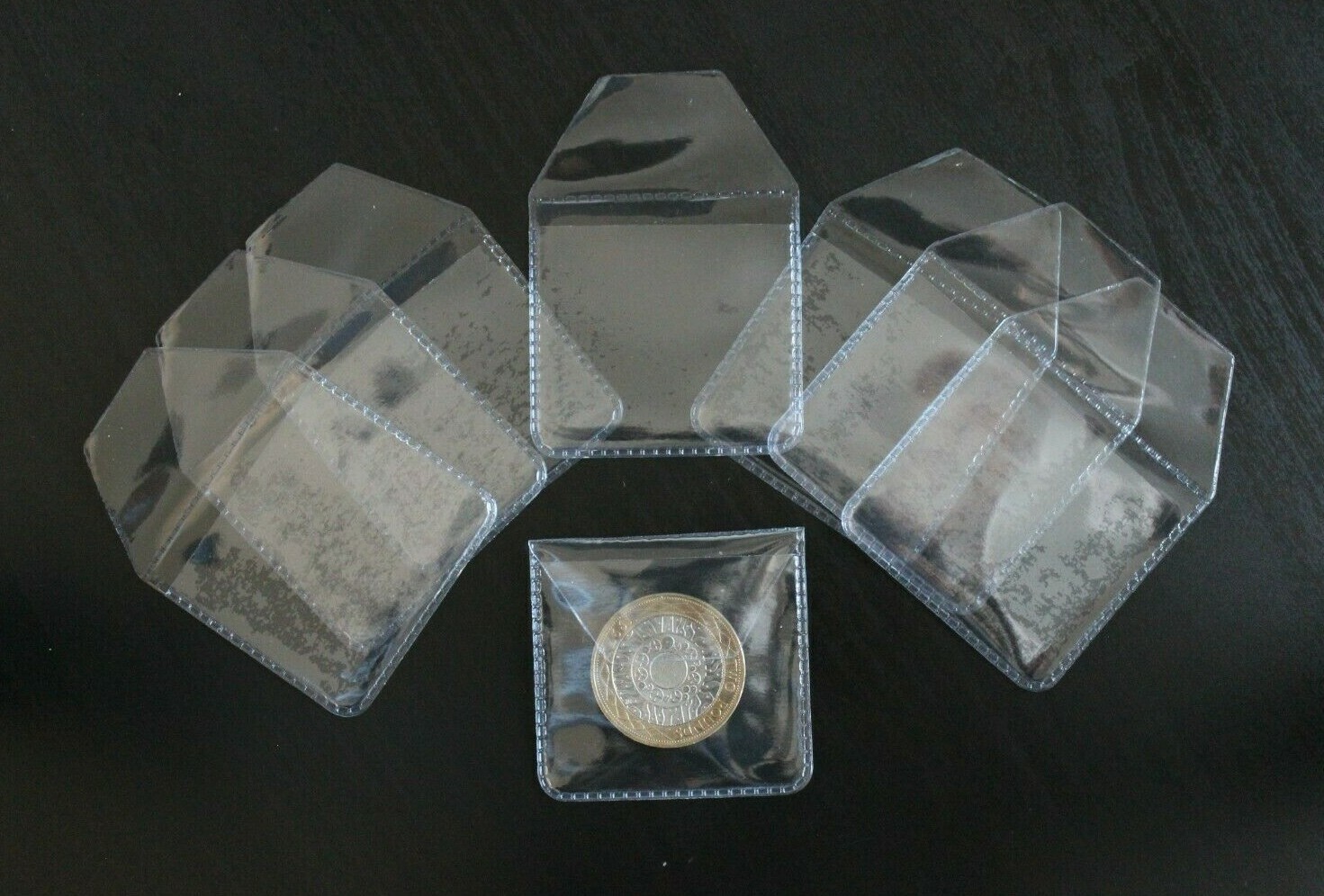 Clear Plastic Coin Holders Wallets 50mm x 50mm Pockets x100 for 50p, £2 ...