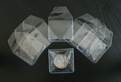 Clear Plastic Coin Holders Wallets 50mm x 50mm Pockets x100 for 50p, £2 ...