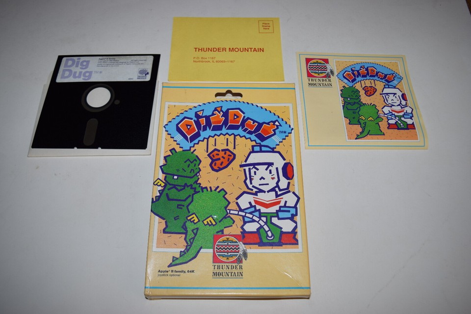 Dig Dug Apple II Computer 1983 Video Game Floppy Disc Complete in Box ...