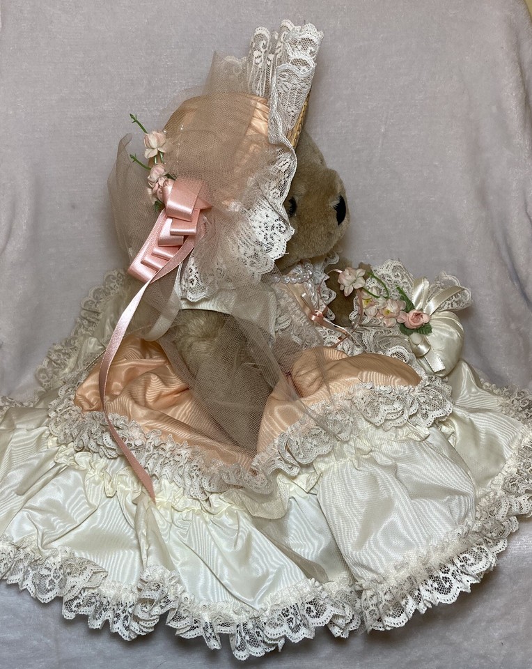 Bearly People 1987 Vintage Jointed Stuffed Teddy Bear Plush Peach and ...