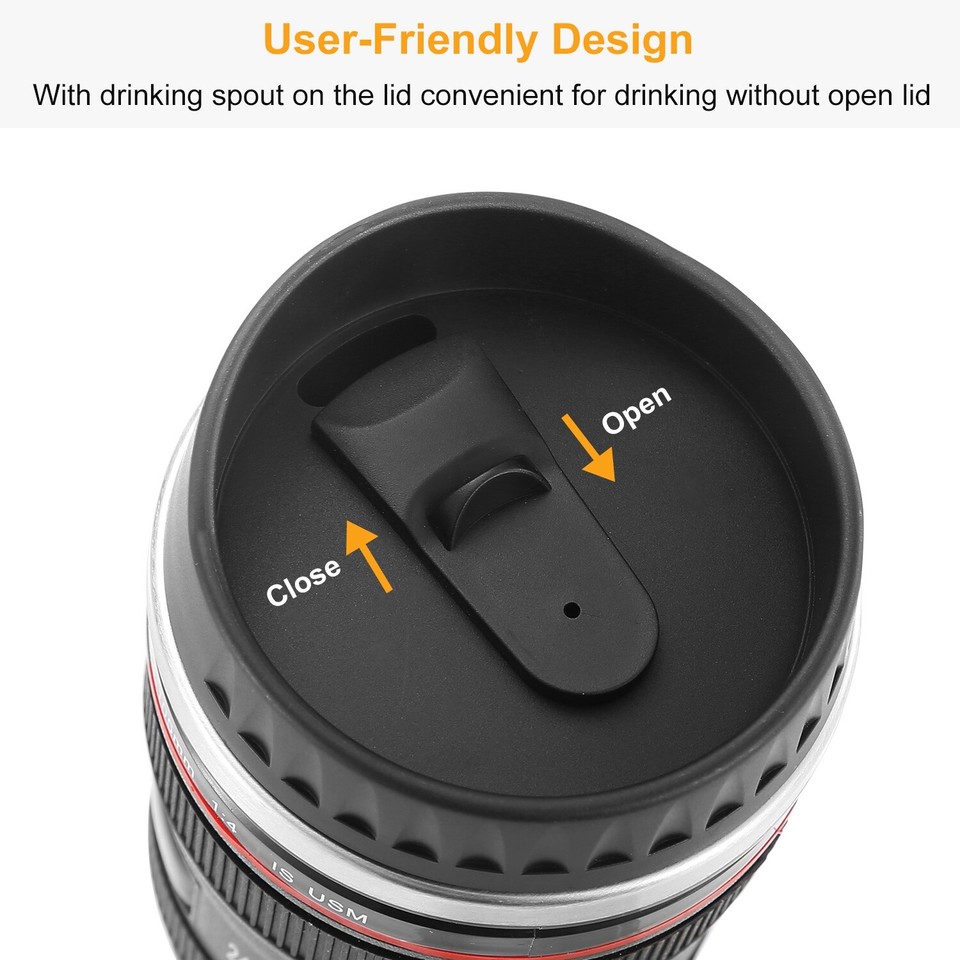 Camera Lens Coffee Mug Cup 24-105 Travel Stainless Steel Leakproof Lid ...