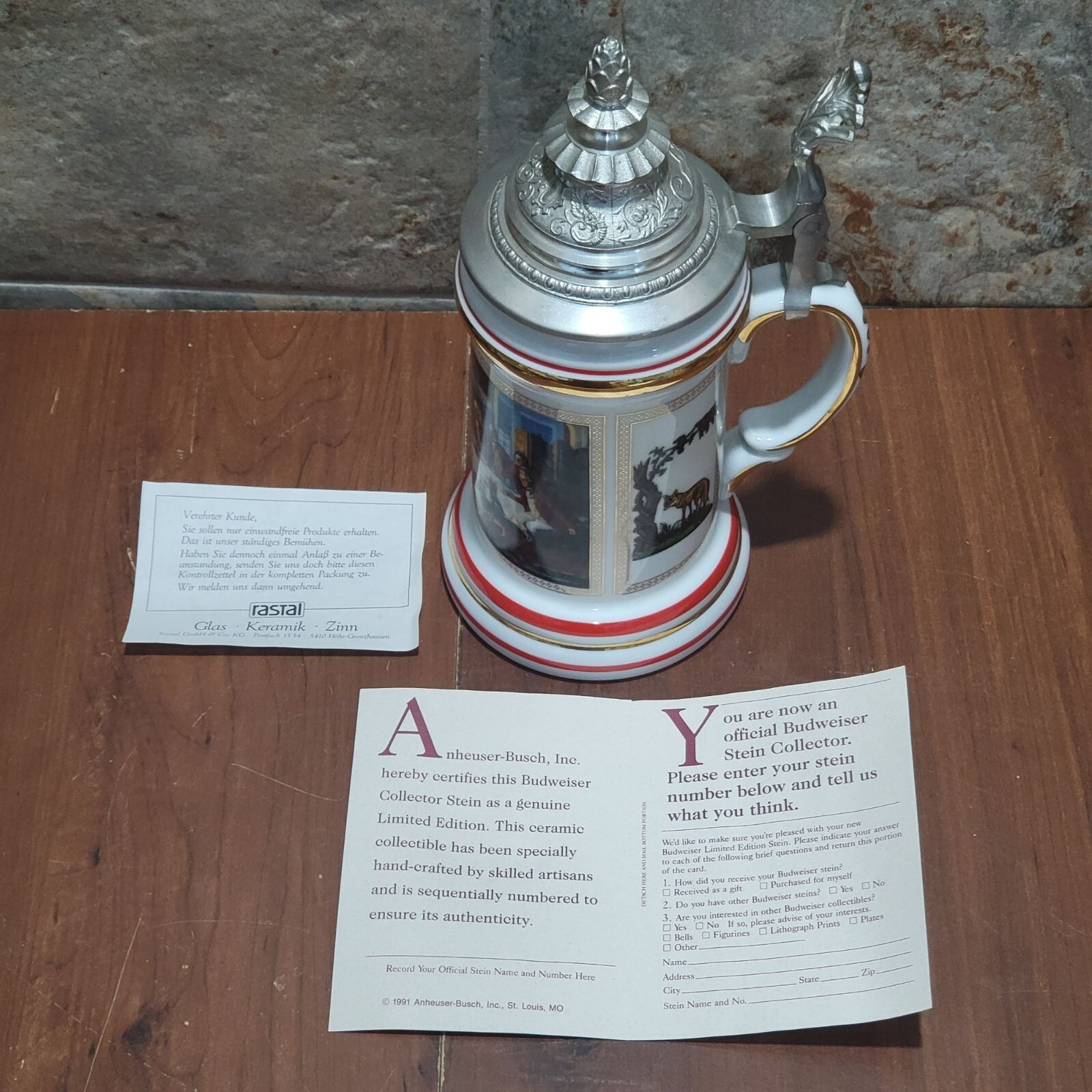 Anheuser Busch Stein 1991 After The Hunt Germany 8870 | eBay