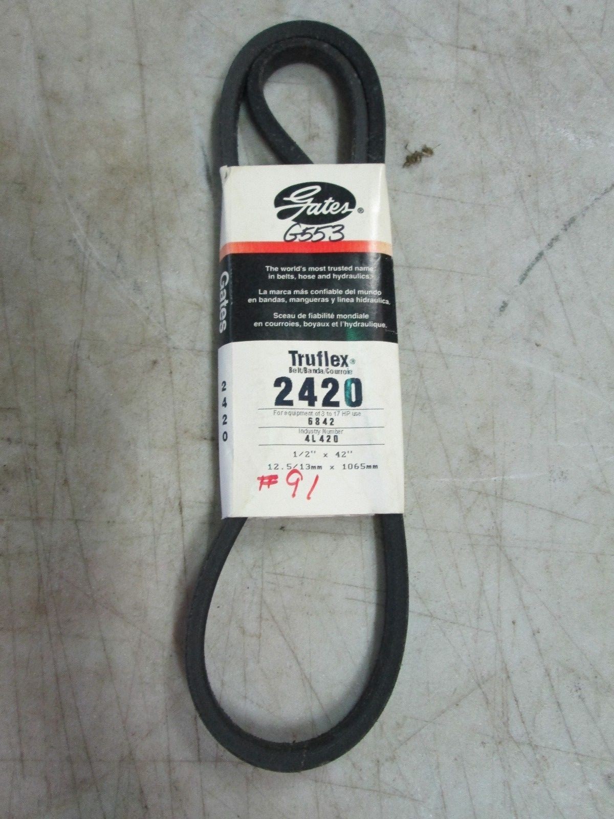 Gates Truflex Belt #2420 1/2"x42" Industry Number: 4L420 Static Safe ...