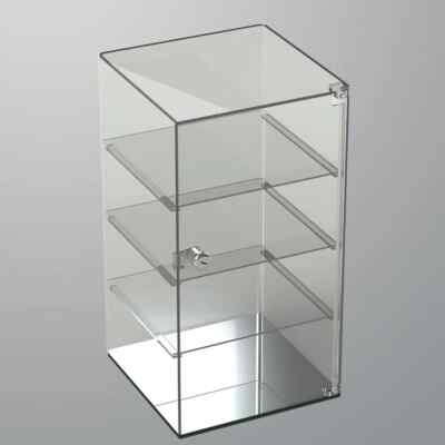 Clear Acrylic 3 Shelf Rotating Lockable Display Case 10" x 10" x 19" | eBay